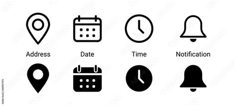 Address Location Icon Notification Bell Icon Stopwatch Timer Icon