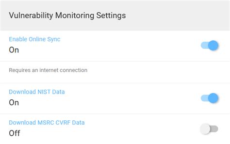 Vulnerability Monitoring Summary Enable Vulnerability Monitoring