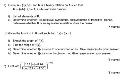 Solved A Given A 6 7 8 9 And R Is A Binary Relation On Chegg Com