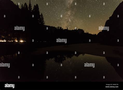 Great Starry Night With View Of The Milky Way In The Yosemite Valley