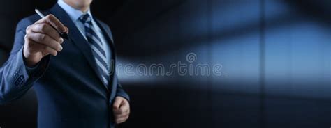 Businessman Pressing Button On Virtual Screen Innovation And Digital