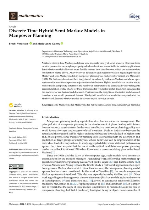 Pdf Discrete Time Hybrid Semi Markov Models In Manpower Planning
