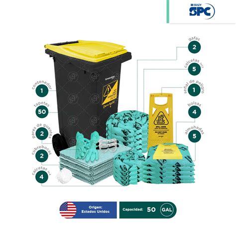 Kit Antiderrames Para Líquidos Agresivos O Hazmat Spc 5 Gal Absorción