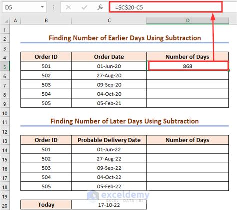 Excel Formula To Calculate Number Of Days Between Today And Another Date