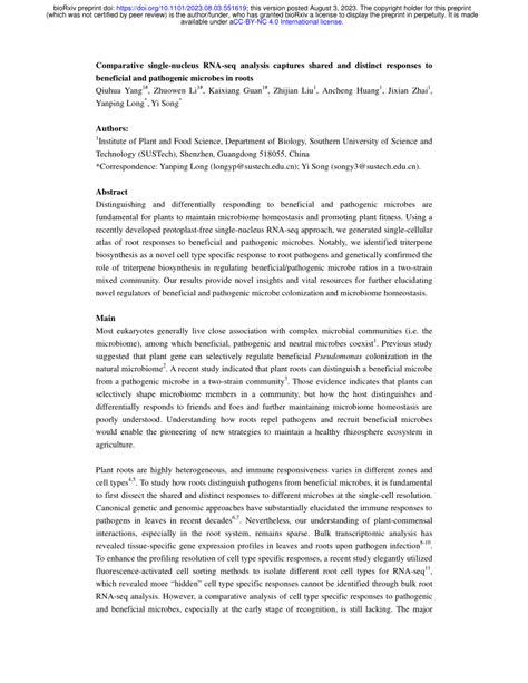 Pdf Comparative Single Nucleus Rna Seq Analysis Captures Shared And