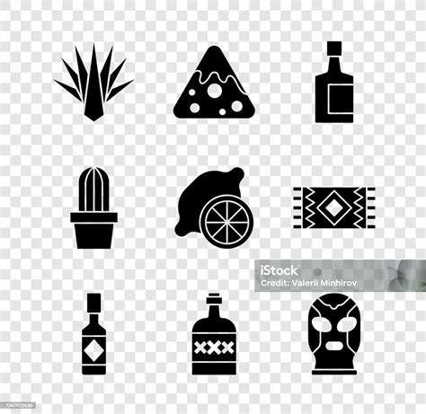 아가베 나초스 데킬라 병 타바스코 소스 멕시코 레슬링 선수 선인장 또는 냄비와 레몬 아이콘에 즙이 많은 세트 벡터 0명에 대한 스톡 벡터 아트 및 기타 이미지 Istock