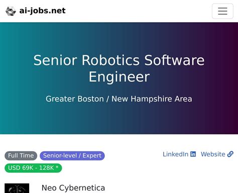 Hiring Senior Robotics Software Engineer In Greater Boston New Hampshire Area Raimljobs