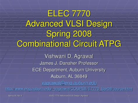 Ppt Elec 7770 Advanced Vlsi Design Spring 2008 Combinational Circuit Atpg Powerpoint