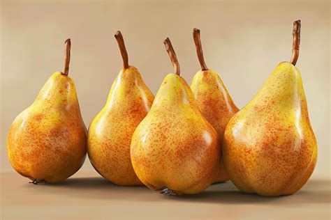 Group Of Ripe Yellow Pears With Their Distinctive Shape Premium Ai