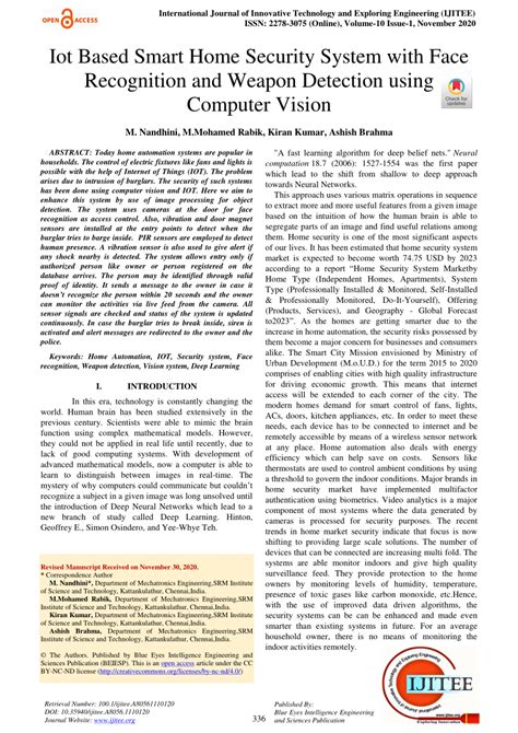 Pdf Iot Based Smart Home Security System With Face Recognition And Weapon Detection Using