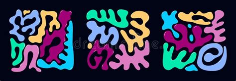 Liquid Abstract Funky Retro Organic Blob Shapes Stock Vector Illustration Of Elements