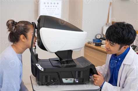 Selective Focus At Optometry Frame Equipment While Doctor Using
