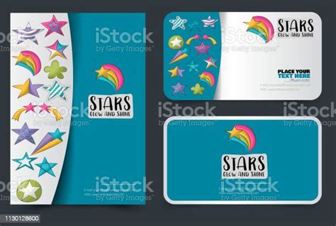 전단지 및 명함에 귀여운 화려한 별 설정합니다 광고 메뉴 브로슈어 서식 파일에 대 한 배경입니다 아기와 어린이 컨셉 디자인 벡터 일러스트입니다 A4 용지에 대한 스톡 벡터