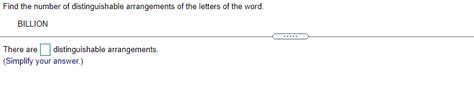 Solved Find The Number Of Distinguishable Arrangements Of