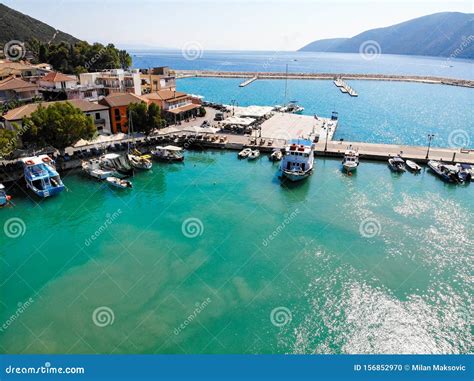 Aerial View Of Sailboats In The Marina In Lefkada Popular Tourist