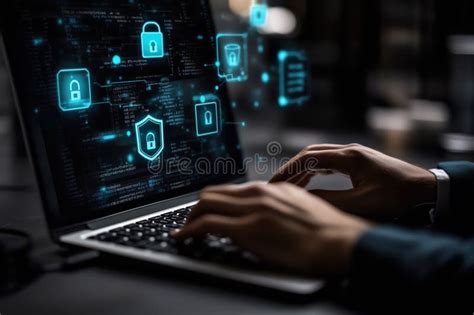 Secure Digital Environment With Advanced Security System And Encryption Stock Illustration