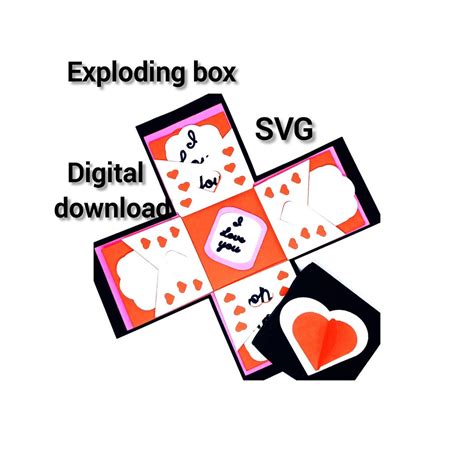 Exploding Box Svg Explosion Pop Up Card Love Hearts Lace Etsy