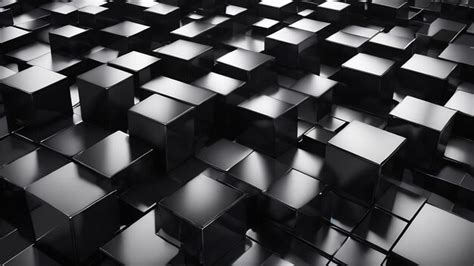 Premium Ai Image Black Abstract Futuristic Polygons Cubes Structure Background 3d Rendering