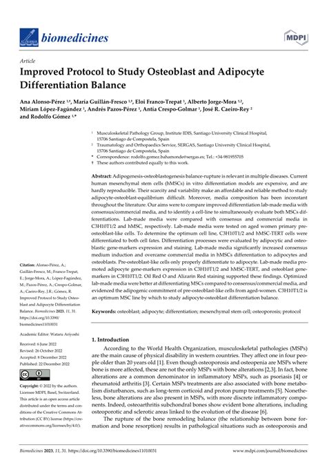 Pdf Improved Protocol To Study Osteoblast And Adipocyte