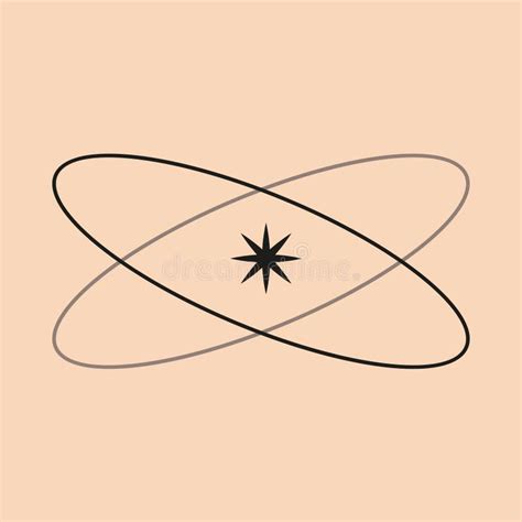 Atom With Elliptical Orbits Line Icon Atomic Energy Concept Vector Graphics Stock Vector