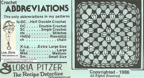 Crochet Abbreviations And Stitch Examples Secret Recipes