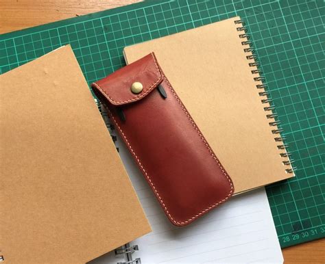 Slim Minimalist Leather Pen Case Wallet Pattern Leather Card Wallet