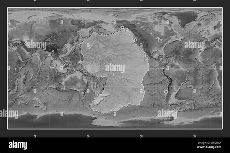 Pacific Tectonic Plate On The Grayscale Elevation Map In The Patterson Cylindrical Projection