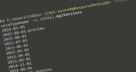 Get All The Available Api Version Options For Azure Resource Manager