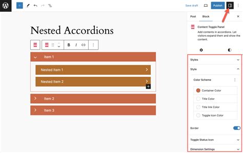 how to create a nested accordion in wordpress