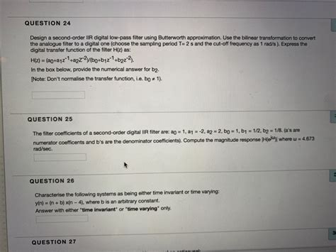 Solved QUESTION Design A Second Order IIR Digital Chegg