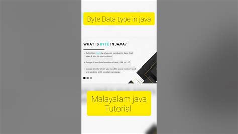 Byte Datatype In Java Malayalam Explanation Shorts Shirtsvideo Trending Youtubeshorts