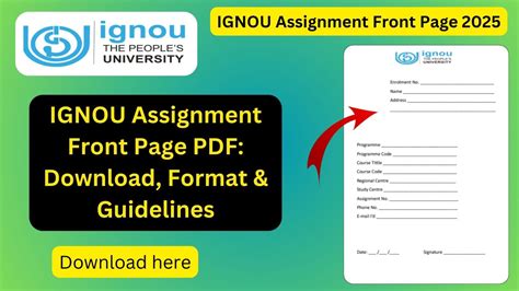 Ignou Assignment Cover Page 2025 Format Download And Guidelines