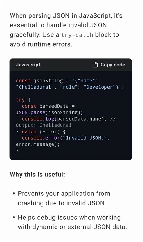 Chelladurai S On Linkedin Javascript Tip Use Try Catch To Safely