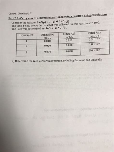 Solved General ChemistryII Consider The Reaction NO G Chegg Com