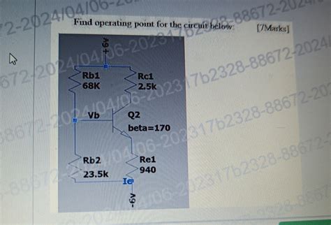 Solved Find Operating Point For The Circuit Below Chegg
