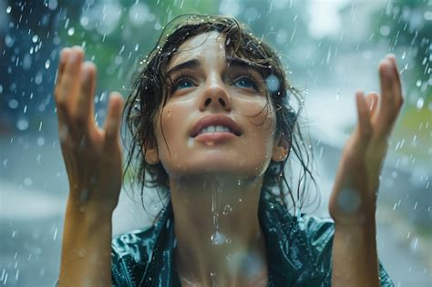 Premium Photo A Young Woman Being Caught In The Rain Her Face Expressing Disappointment And