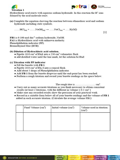 Acid Base Titration 1 Pdf Titration Chemistry