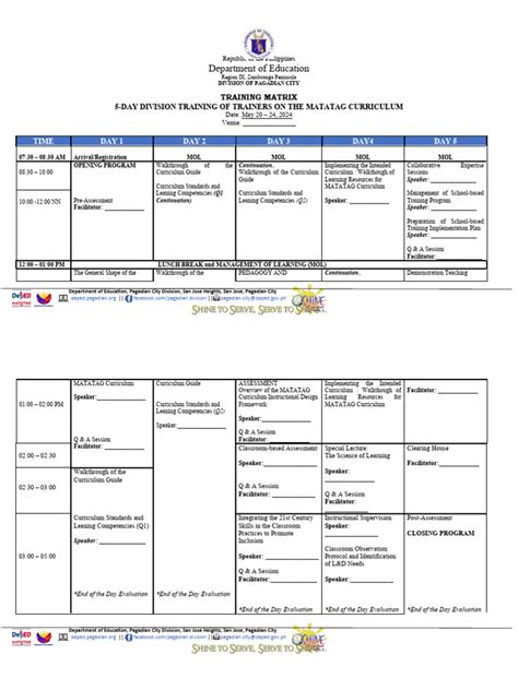 Matrix Matatag Dtot Pdf Curriculum Cognition