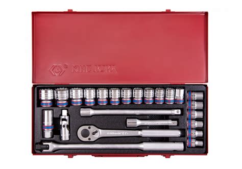 24pc 1 2dr Socket Set 6pt Metric Chrome