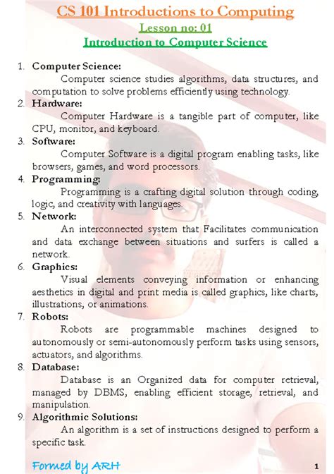 Cs 101 Week 1 Handouts Cs 101 Introductions To Computing Lesson No