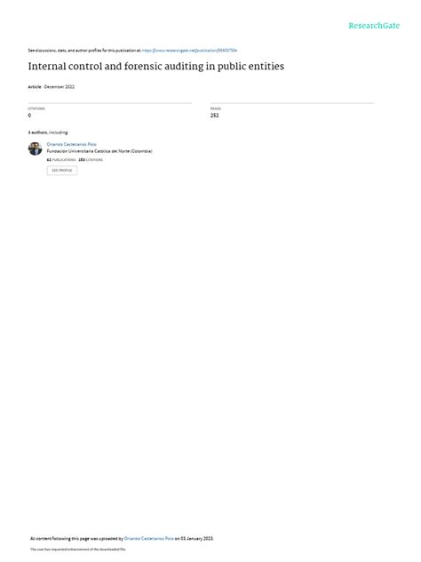 Internal Control And Forensic Auditing In Public Entities Pdf Audit