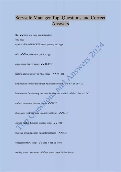 Servsafe Manager Top Questions And Correct Answers Stuvia Us