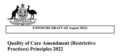 Draft Released For New Principles On Restrictive Practices