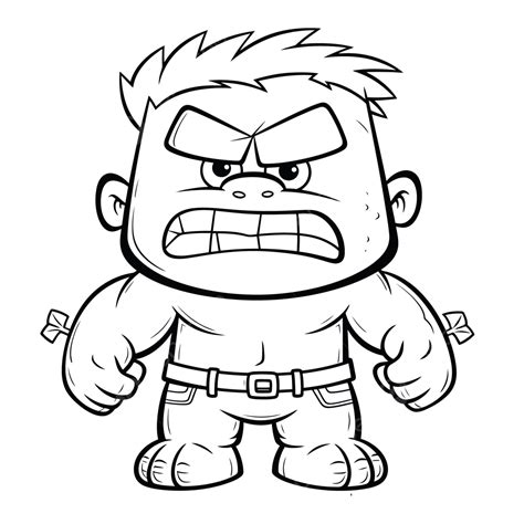 Cute And Angry Hulk Coloring Page Outline Sketch Drawing Vector Wing