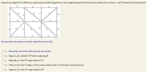 solved suppose we apply prim s minimum spanning tree mst algorithm
