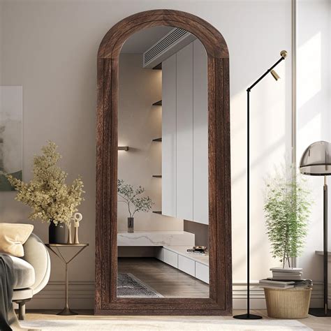 Zhunfa Arched Full Length Mirror With Solid Wood Frame 65x22 Farmhouse