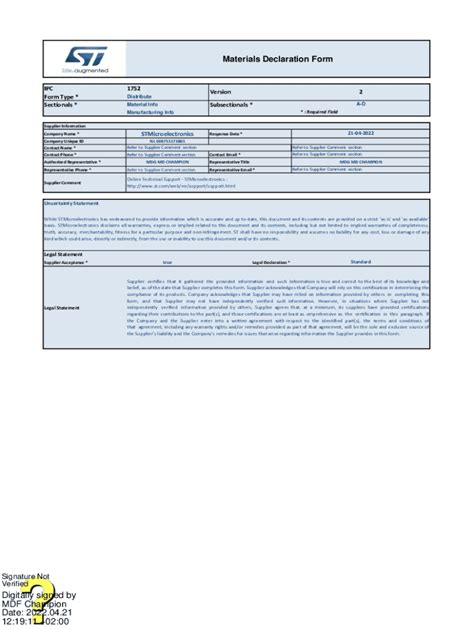 Fillable Online Material Composition Declaration Fax Email Print Pdffiller