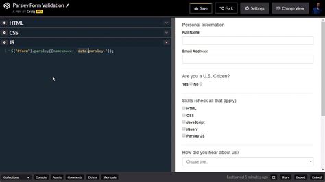 Form Validation With Parsley Namespaces