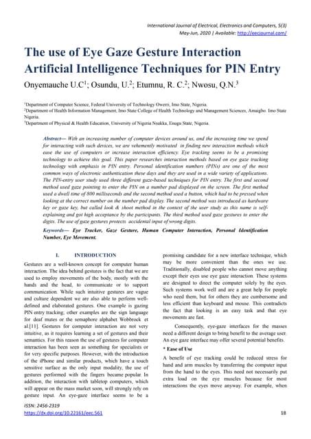 The Use Of Eye Gaze Gesture Interaction Artificial Intelligence