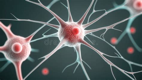 3d Illustration Of Neural Cells With Interconnected Dendrites On A Dark Background Stock